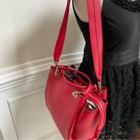 Plinio Visona | Bags | Plinio Visona Red Double Handle Leather Satchel ...